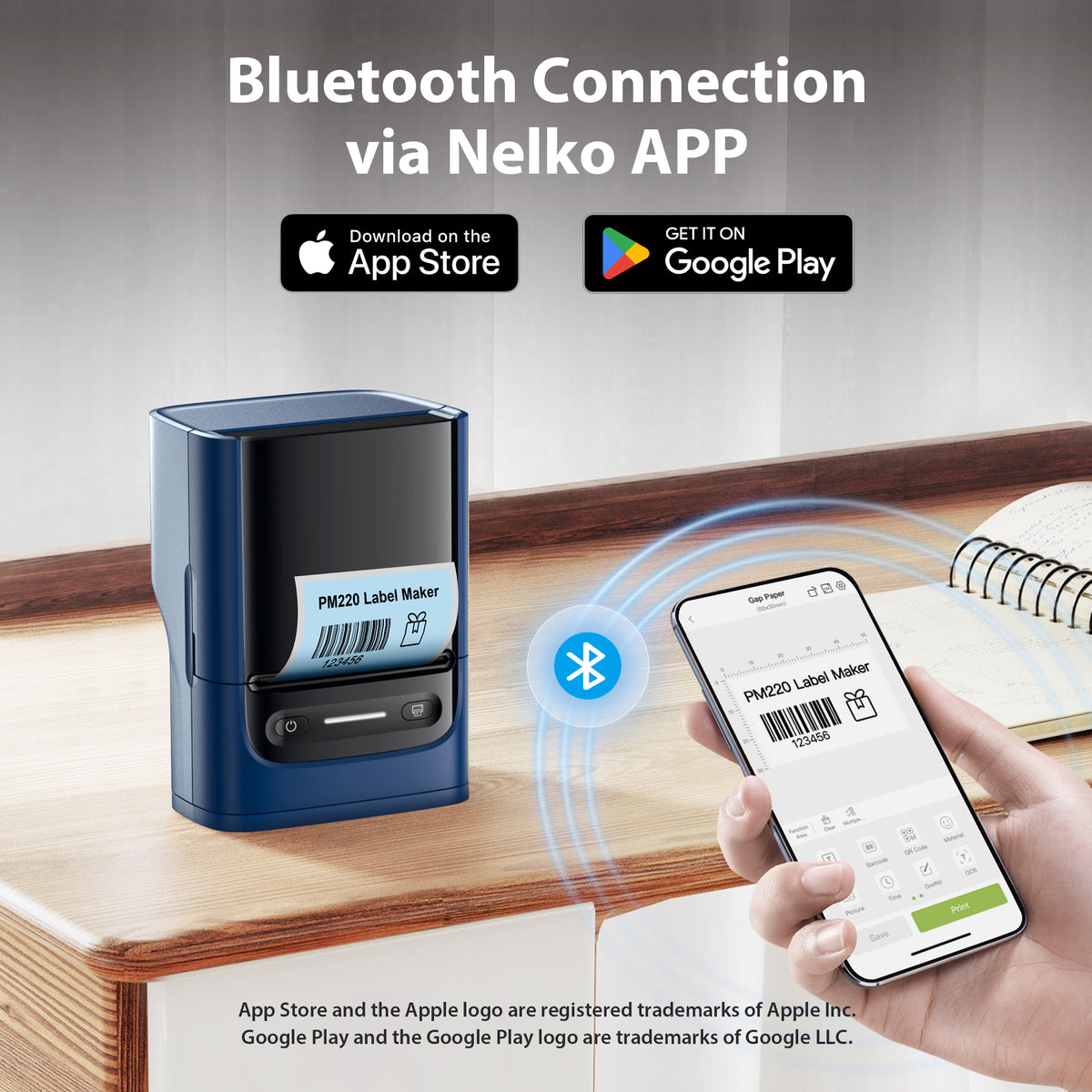 Nelko Label printing machines with Tape, PM220 Bluethooth Label Printe ...